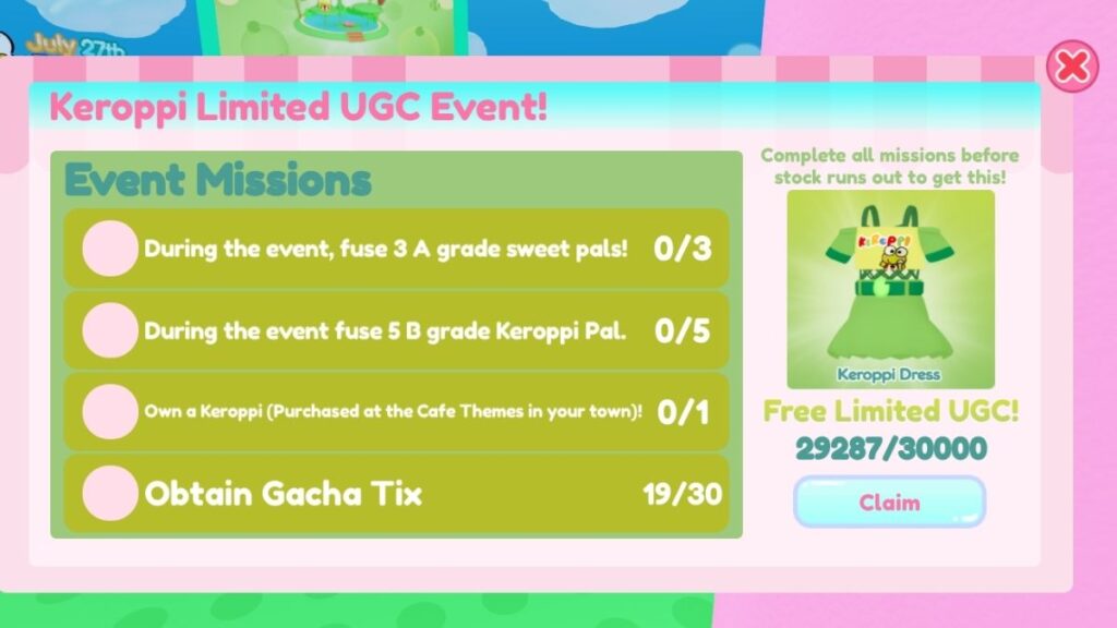 How to Get Keroppi Dress Limited UGC in My Hello Kitty Cafe
